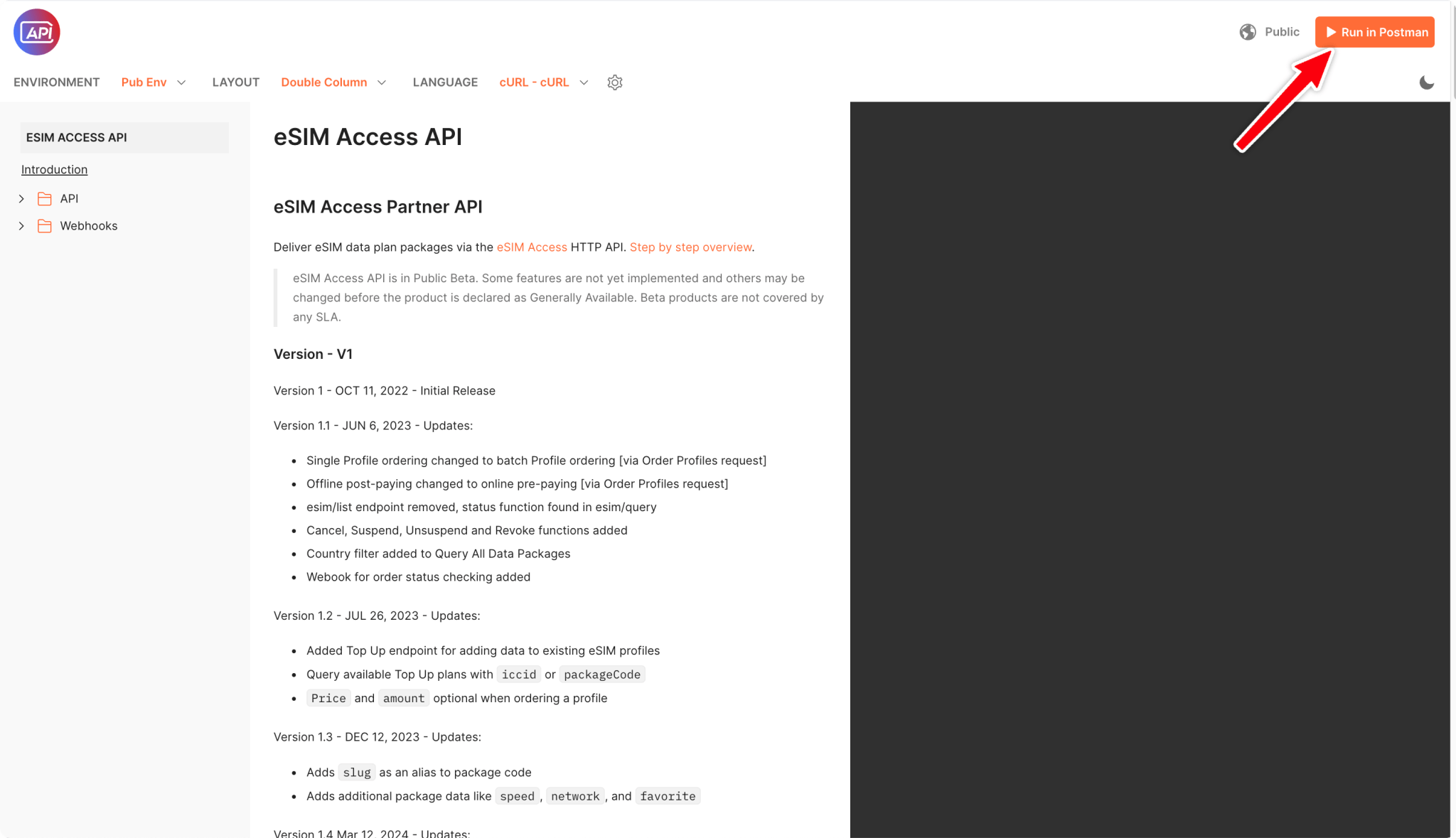 Making the first API call - eSIM Access